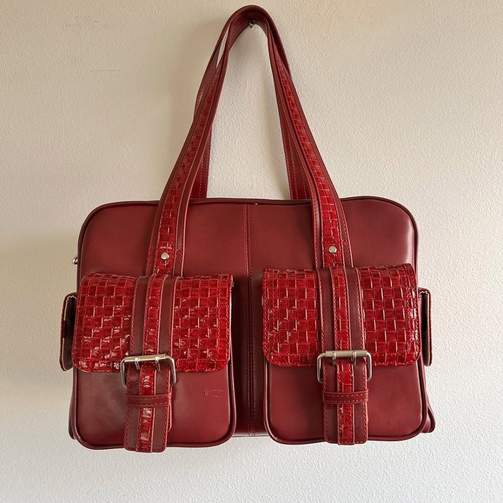 Jill-E Designs Red Leather Camera Bag Satchel Purse - Gem